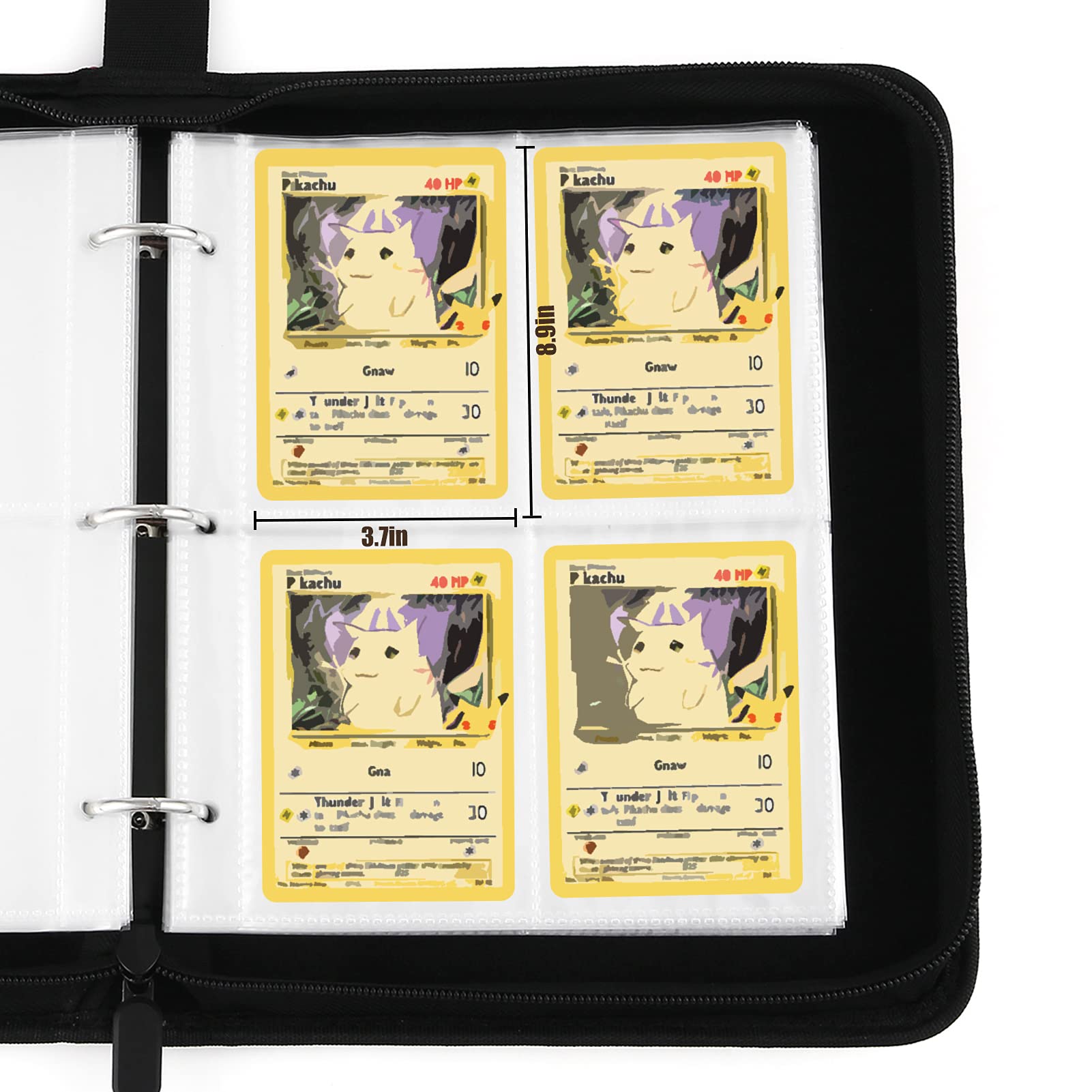 Card Binder for Pokemon Cards Binder 4-Pocket, 400 Pockets Trading Card Binder Album with Sleeves