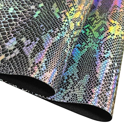 HYANG Snake Embossed Black PU Faux Leather Sheets 1 Rolls 12"X53"(30cmX135cm), Faux Leather Very Suitable for Leather Earrings, Bows, Handbag ,Sewing ,Crafts Making