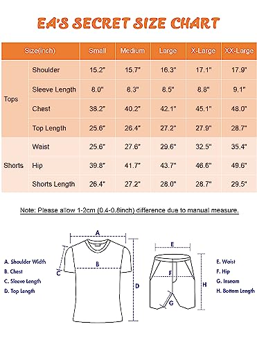 EA'S SECRET Womens Pajamas Set 100% Cotton Soft Short Sleeve Sleepwear Button Down Nightwear Summer Pj Sets S-XXL(Navy Blue,M)