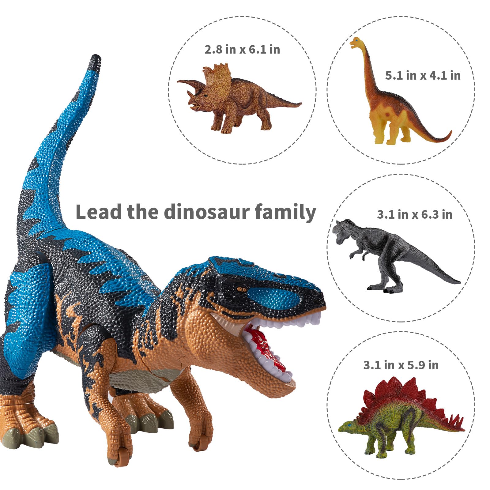 Remote Control Dinosaur T-rex Toys for Kids 3-5 Years, Rechargeable Electric Walking Robot Dinosaur with LED Lights & Sounds, Simulation T-rex RC Dinosaur Toy Gift for Boys Girls