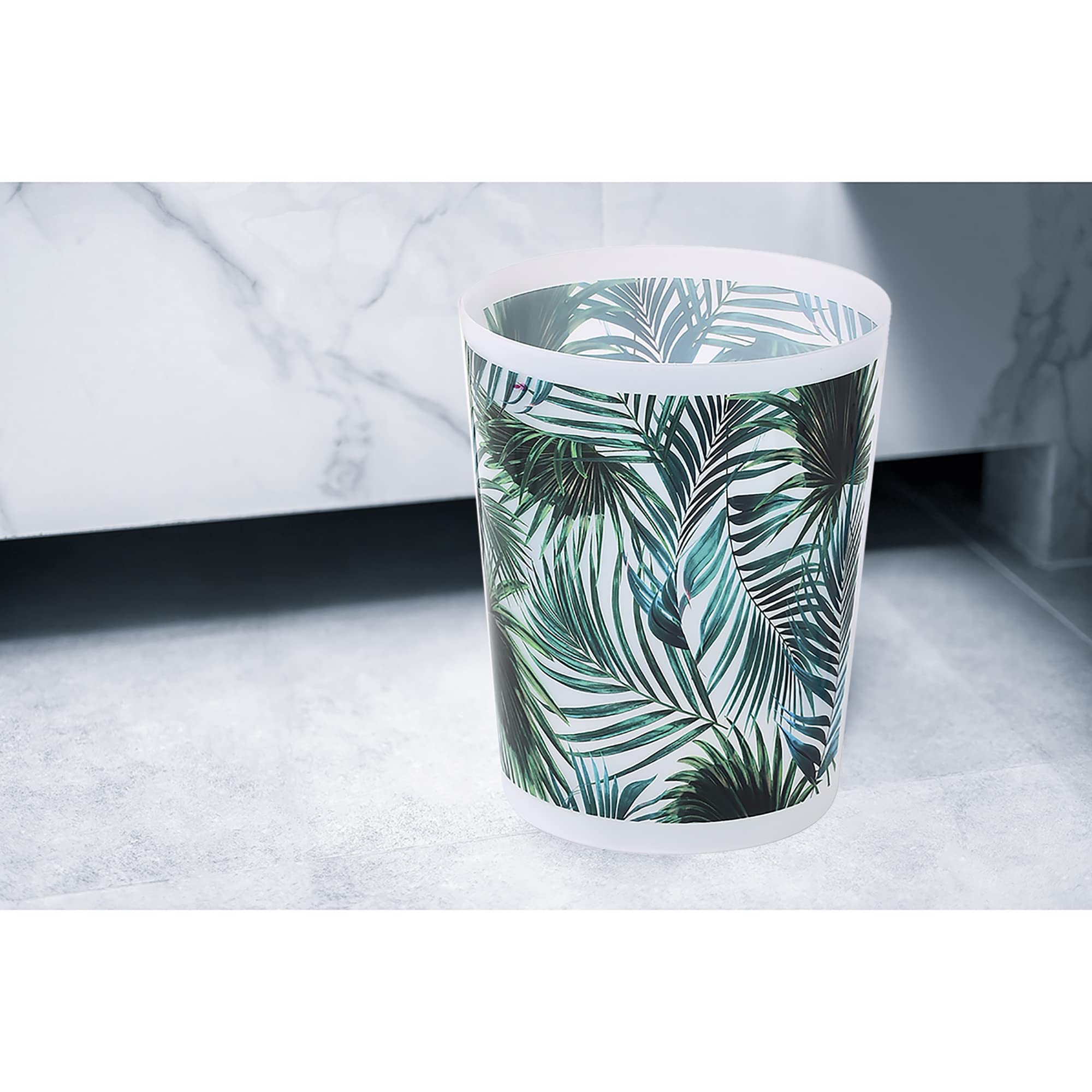 EVIDECO French Home Goods Tropical Printed Trash Can Wastebasket Plastic 4.5-liters-1.2-Gal