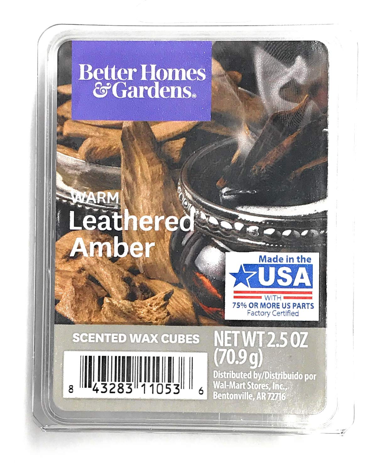 Better Homes & Gardens Scented Wax Cubes, 2.5 oz (Warm Leathered Amber, 2.5 Oz)