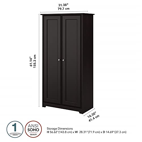 Bush Furniture Cabot Tall Storage Cabinet with Doors in Espresso Oak