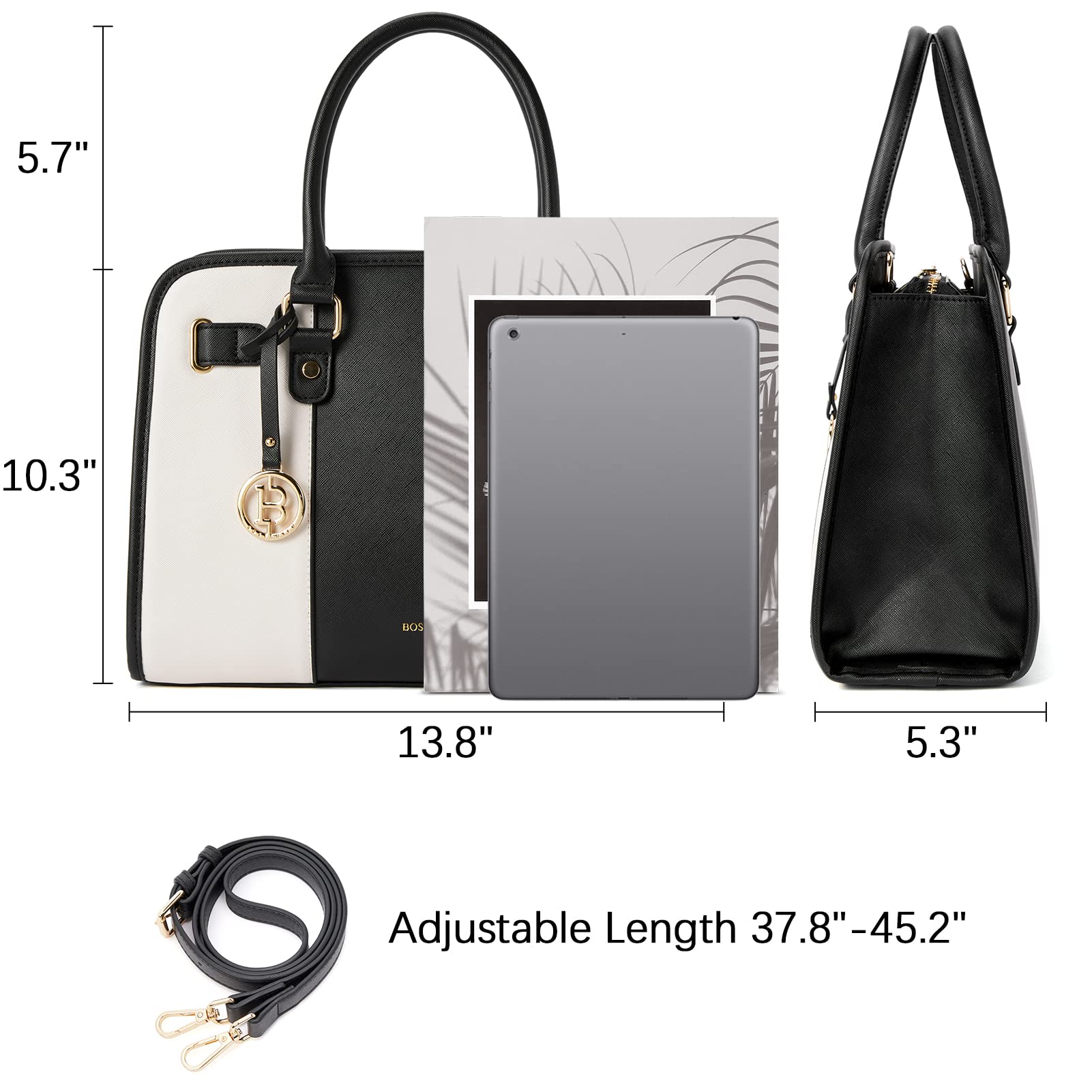 BOSTANTEN Leather Handbags for Women Fashion Satchel Purses Top Handle Tote Work Shoulder Bags Crocodile Pattern