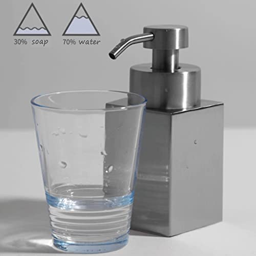 BREWIX Stainless Steel Soap Dispenser Square Frosted Foam Soap Pump for Home Kitchen Restroom Lotion Dispenser, 6.7 Oz / 200 Ml Soap (Color : Gray-2)
