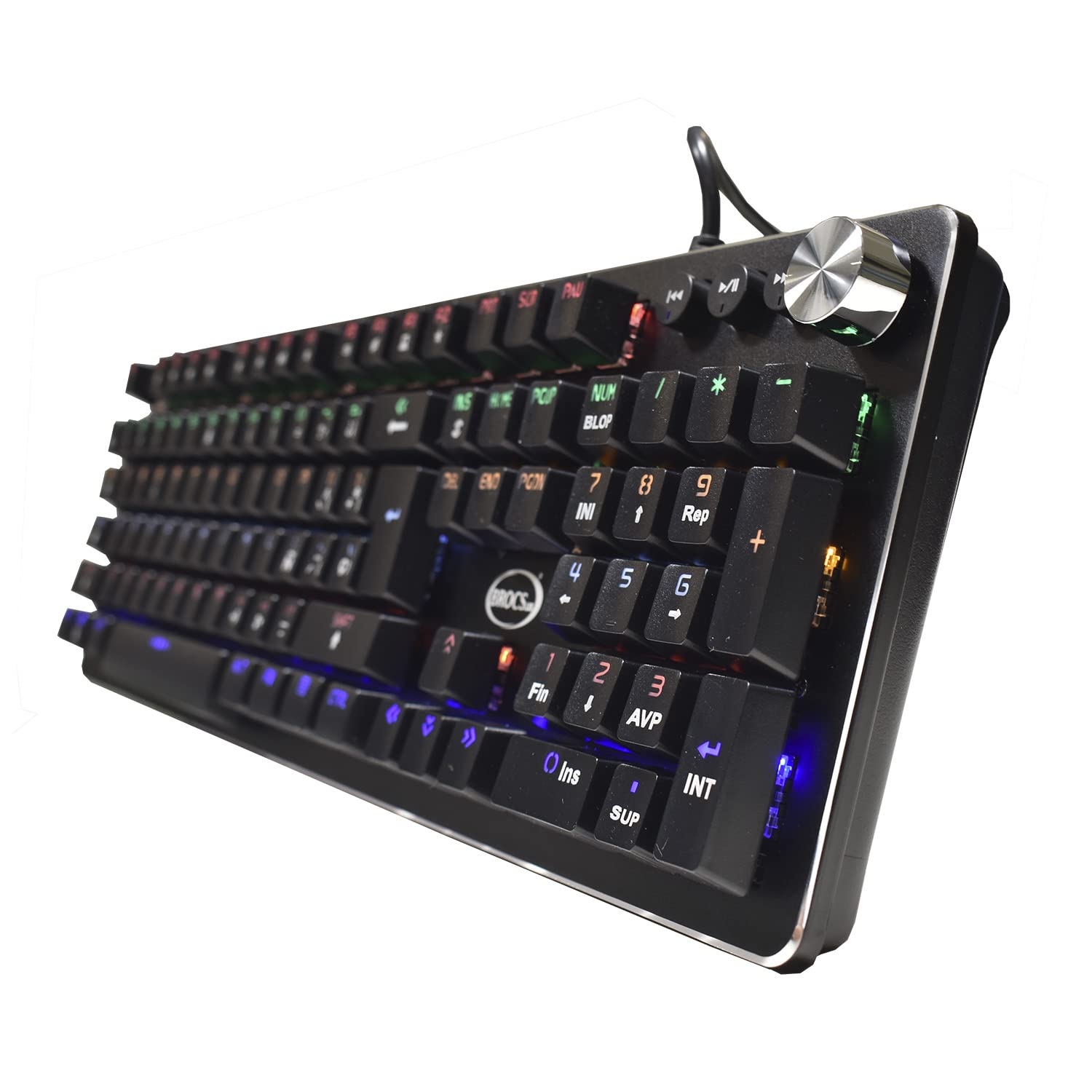 Brocs - Mechanical Gaming Keyboard, RGB Backlight, Anti-ghosting Keys, Multimedia Buttons, with USB Connection Cable
