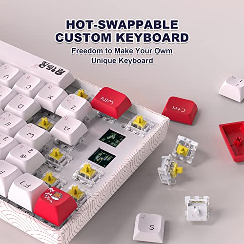 COSTOM XVX M84 Hot Swappable Wireless Mechanical Keyboard, 75% Layout TKL Gaming Keyboard, N-Key Rollover RGB Backlit Custom Keyboard for Windows Mac PC Gamers(Izakaya Theme, Gateron Yellow Switch)