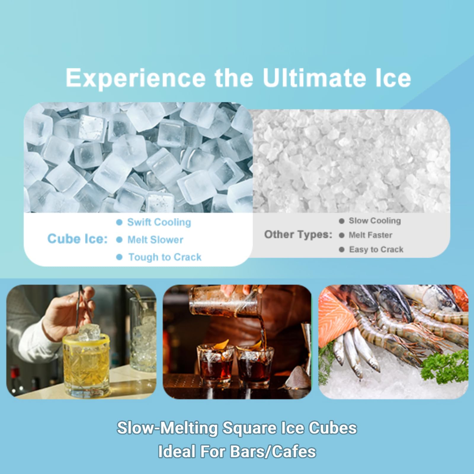 Commercial 500Lbs/24H Ice Maker Machine,Ice Ready in 5-15 min, 350Lbs Large Storage,800W Stainless Steel Nugget Ice Machine with Filters,Water Line Hook Up,Ice Thicknesses Adjustable