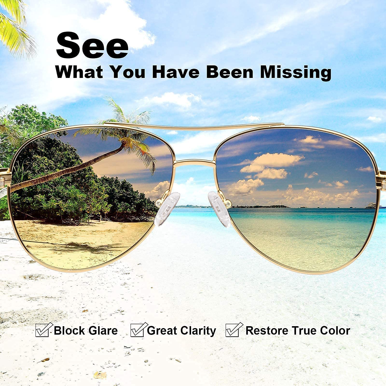 CARFIA Polarized Sunglasses for Women UV Protection Acetate Arms Gold Metal Frame Brown Gradient Lens CA3216