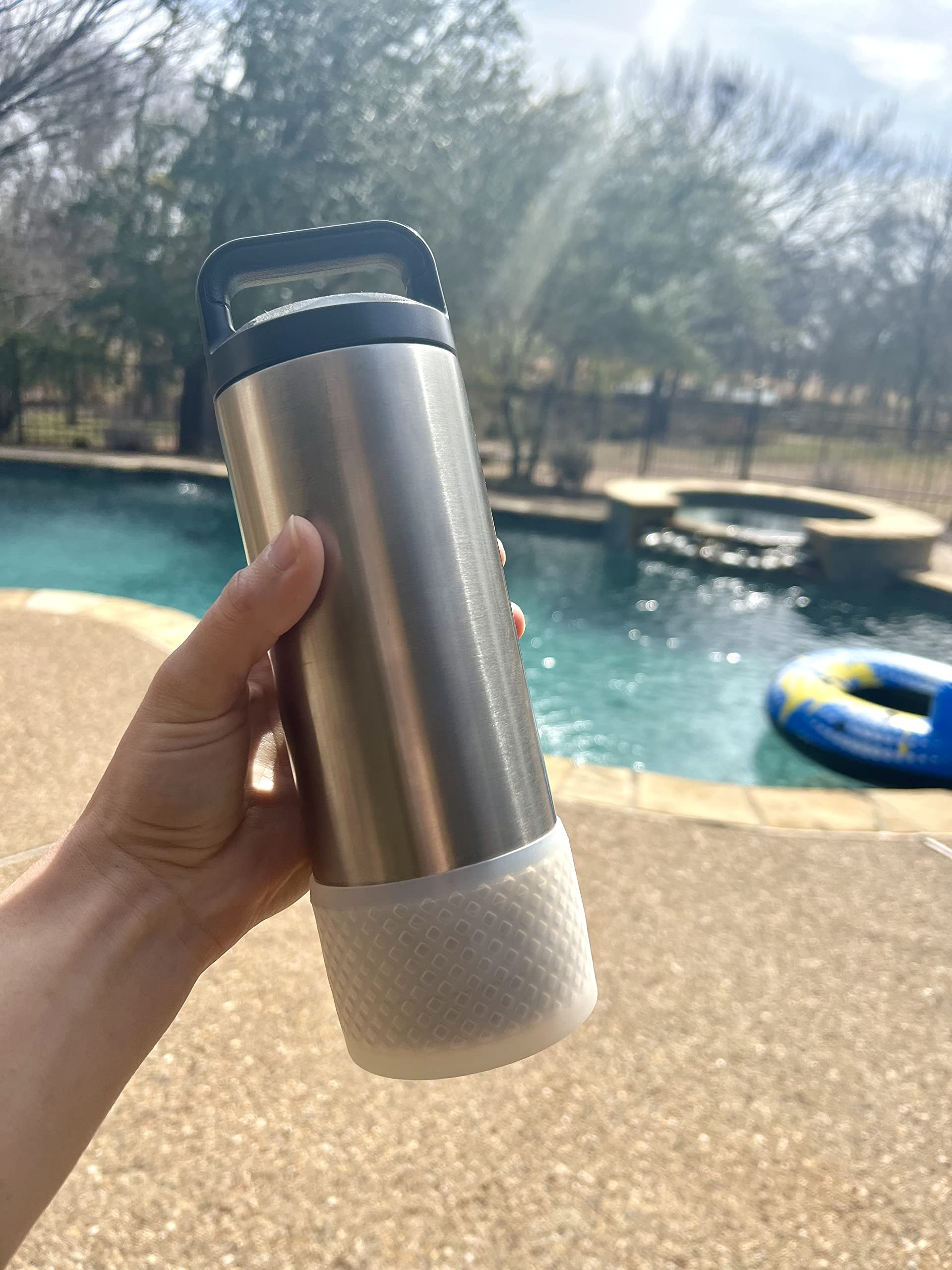 BottleArmor Protective Silicone Boot Sleeve for Yeti Water Bottles with DropShield Technology (Small (fits 12oz to 18oz), Ice (glows blue))
