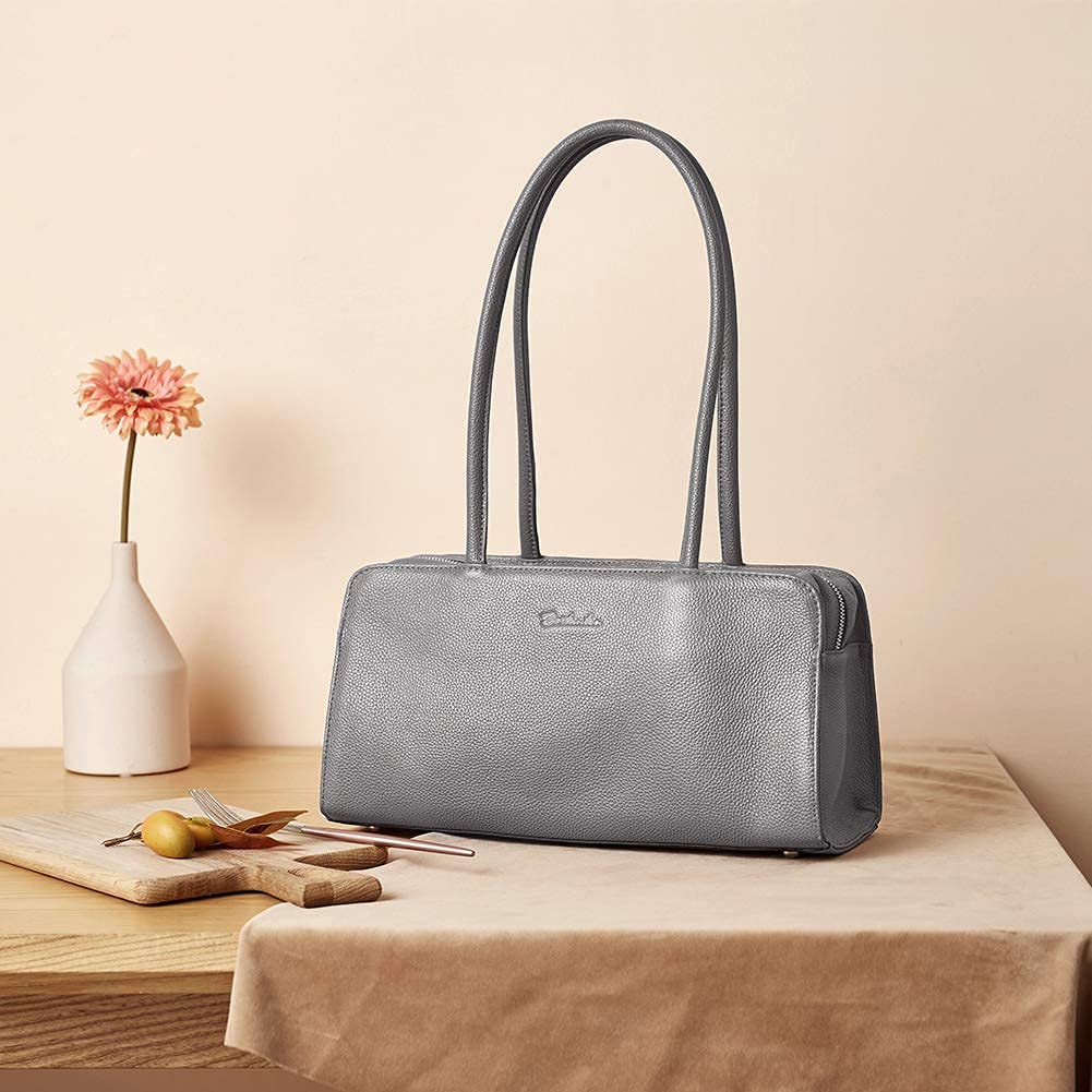 BOSTANTEN Women Designer Handbags Soft Leather Purses and Handbags Satchel Shoulder Bag Bundle with Women Leather Wallet RFID Blocking Small Bifold Wallet with ID Window