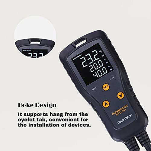 DIGITEN Temperature Controller Heat Mat Thermostat Outlet DTC151 Digital Temperature Controller 110V 15A Reptile Thermostat Greenhouse Thermostat Aquarium Temperature Controller Heating Cooling Mode