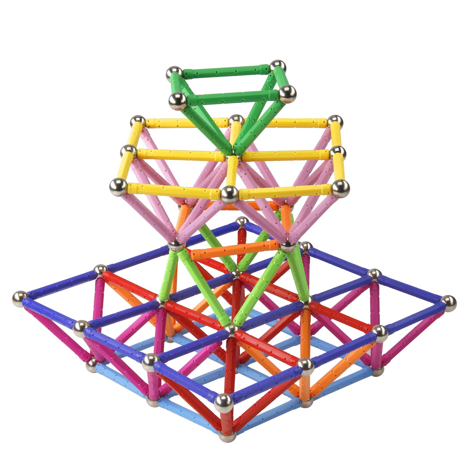 MONILON 160 Pcs Magnet Building Sticks Kids Toys, Lengthen Magnetic Construction Building Blocks Set 3D Brain Training Learning Educational DIY STEM Toys