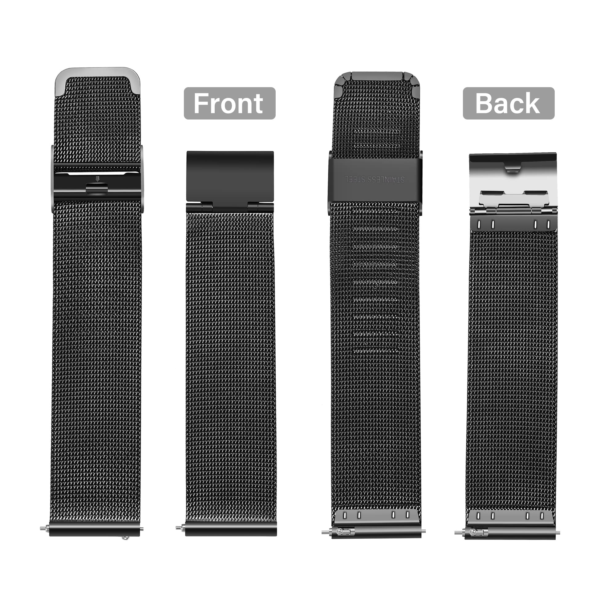 BUREI Stainless Steel Mesh Watch Band for Mens Women Quick Release Mesh Watch Straps 20MM