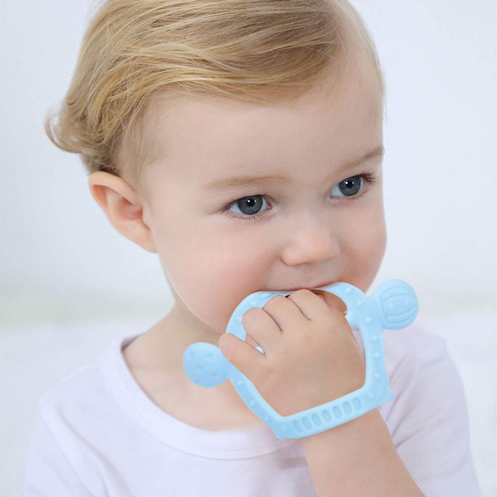 BumbleBee Baby Teether Toys Bracelet Toys for Teething Chewing Biting Needs,Infant Chewing Toys, Silicone Teethers Wearable, Ultra Soft, Adjustable Size for Babies and Toddler Wrist, 2 Pieces