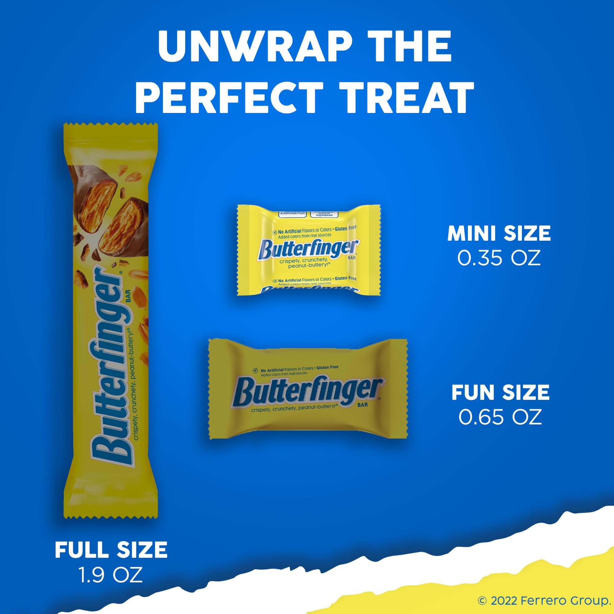 Butterfinger, 8 Pack, Chocolatey, Peanut-Buttery, Minis Individually Wrapped Candy Bars, Resealable Share Size, 9.8 oz