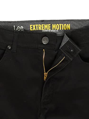 Lee Men's Extreme Motion Straight Fit 5 Pocket Pant, Union-All Black, 38W x 32L