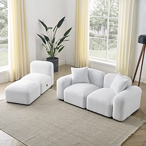 ERYE L-Shaped Modular Sectional Sofa Couch DIY Free Combination Modern Convertible Sofa&Couch w/3 Single Seats and Movable Ottoman for Living Room