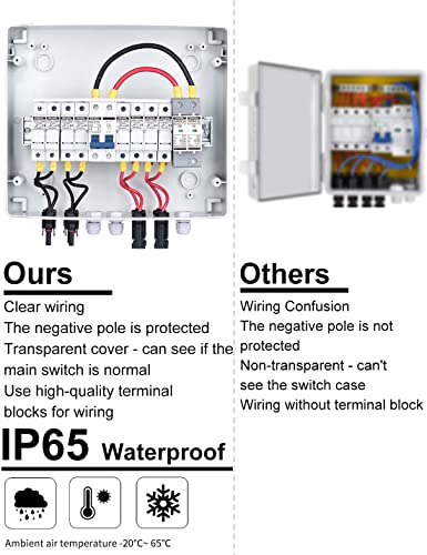 DIHOOL 4 String PV Solar Combiner Box for Solar Panels 10 Amp Fuse UV-Proof IP65 Waterproof Box DC500V