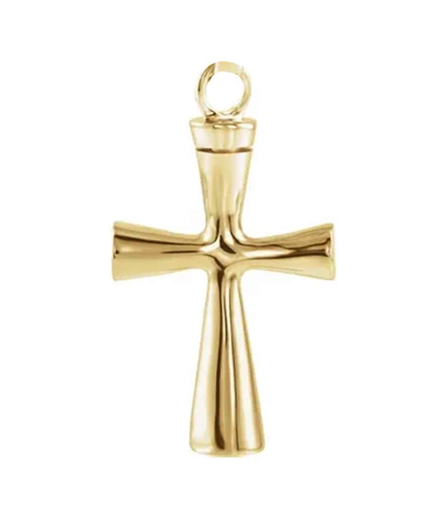 The Men's Jewelry Store (Unisex Jewelry) 10k Yellow Gold Memorial Cross Cremation Urn Ash Holder Keepsake Pendant