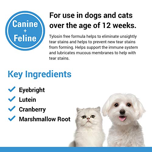 Vet Classics Tear Stain Supplements for Dogs, Cats β Helps to Prevent and Eliminate Tear Stains for Dog, Cat Breeds β Pet Supplement, Pet Immune Support β 65 Soft Chews