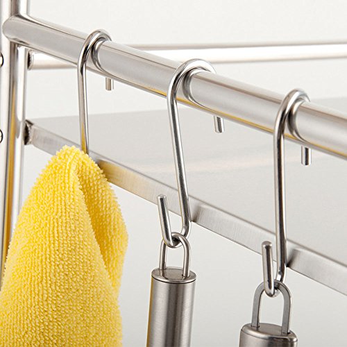 RuiLing Chrome Finish Steel S hook Cookware Universal Pot Rack Hooks Sturdy Hanging Hooks - Multiple uses for Kitchenware, Pots, Utensils, Plants, Towels - Set of 10