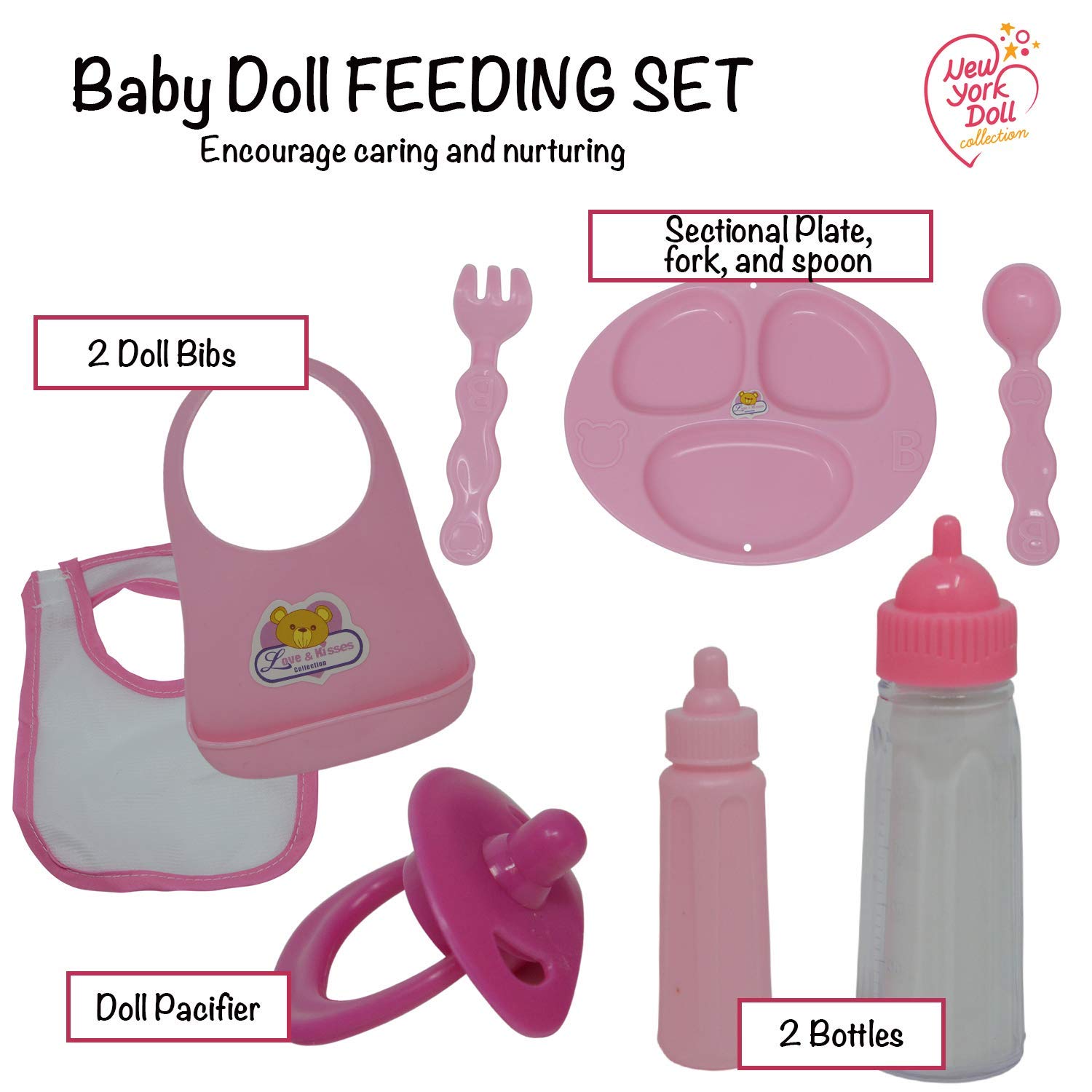 The New York Doll Collection Baby Doll Feeding & Caring Accessory Set in Zippered Carrying Case