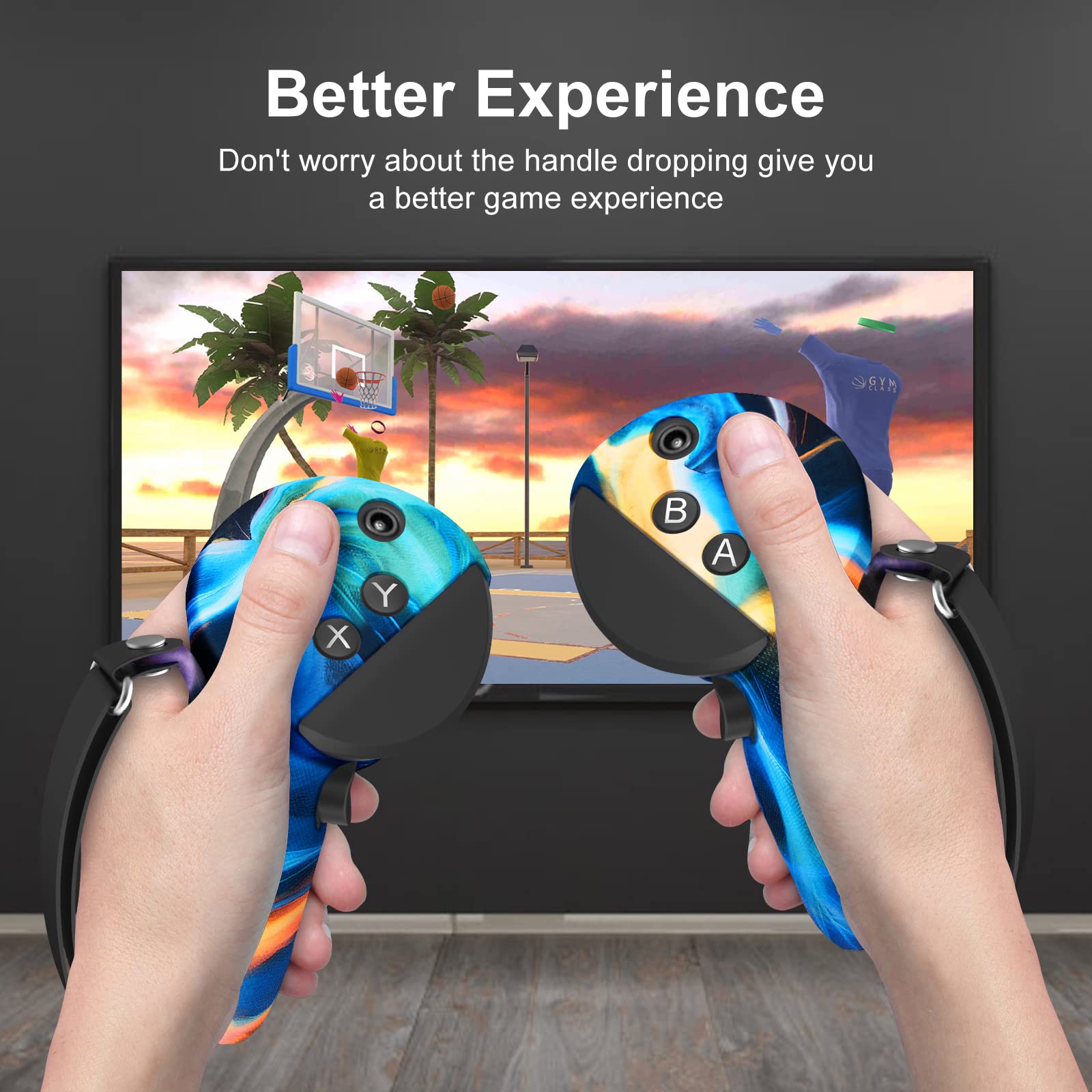 Compatible with Meta Quest Pro Accessories, Silicone Grip Cover Protector with Knuckle Straps for Quest Touch Pro Controller, Anti-Throw/Steady Signal/Unobstructed Camera Tracking (Aurora)