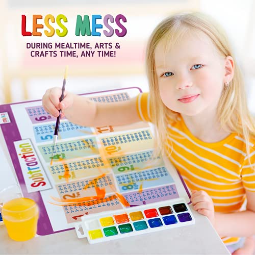 Merka Placemats for Kids, 5 Pack Educational Placemat, Non-Slip, Washable, Reusable, Learning Math - Addition, Subtraction, Multiplication and Division, 17"x11" Kids Placemats for Dining Table