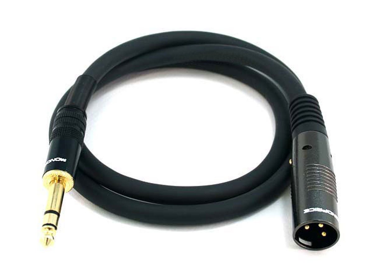 Monoprice XLR Male to 1/4-Inch TRS Male Cable Bundle - Molded Strain Relief Boots, Gold Plated, 16AWG