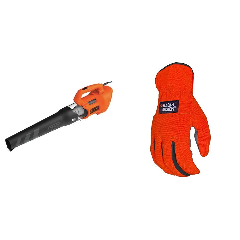 BLACK+DECKER Leaf Blower, Axial, 9-Amp with Easy-Fit All Purpose Glove (BEBL750 & BD505L)