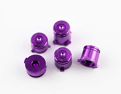 Metal 9mm Bullet Buttons Mod Kit ABXY & Guide Button for Xbox One xboxone Controller (Purple)