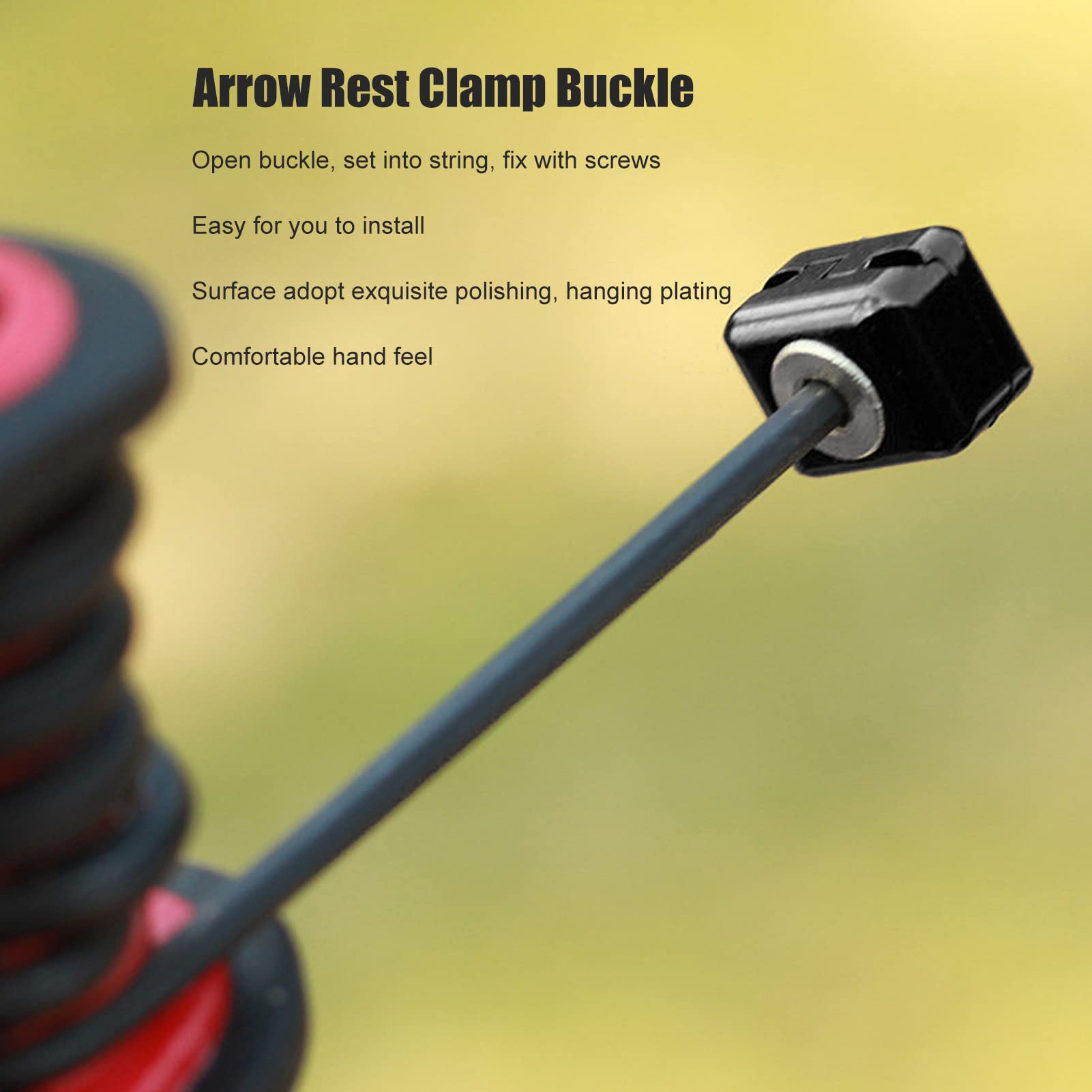 Compound Bow Cable Fastener Clip, Easy to Install Aluminum Alloy Arrow Rest Cable Clamp Buckle Drop Away for Archery(Black)