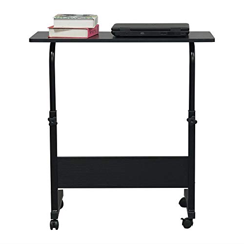 C Table with Wheels for Couch Bed Recliner, Side Table for Couch, Sofa Side Table Desk with Wheels, Tray Table Portable Side Table for Bed, Table Laptop Cart, Height Adjustable Coffee Snack Table