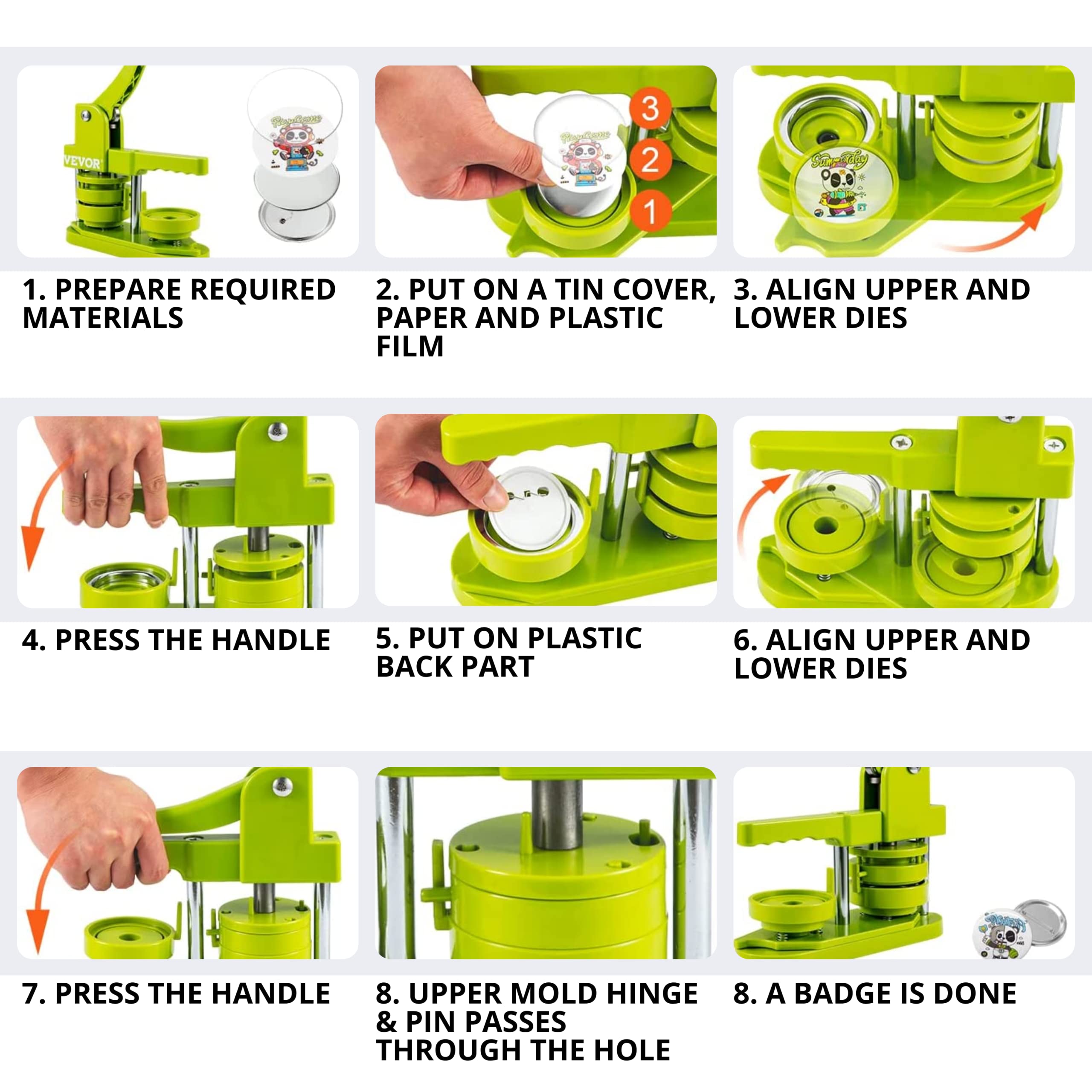 Button Maker Machine for DIY Pins – Button Press Machine 2.25 Inch with 100PCS Button Parts Button Making Supplies Pins Making Kit Button Machine Badge Maker Machine Anti-Jamming Pin Press