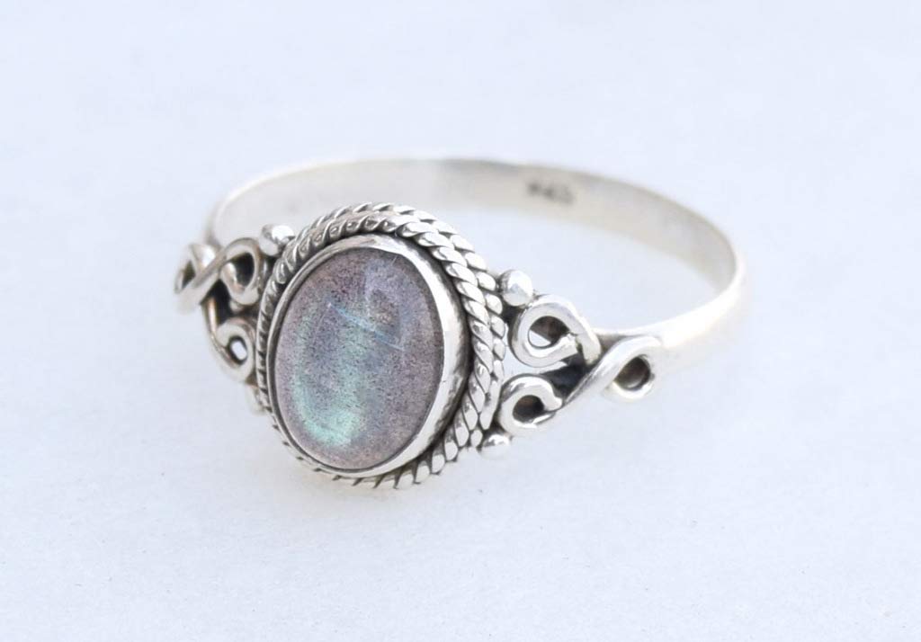 Labradorite Stone Ring 925 Sterling Silver Statement Ring For Women Handmade Rings Gemstone Christmas Promise Ring Size US 9 Gift For Her