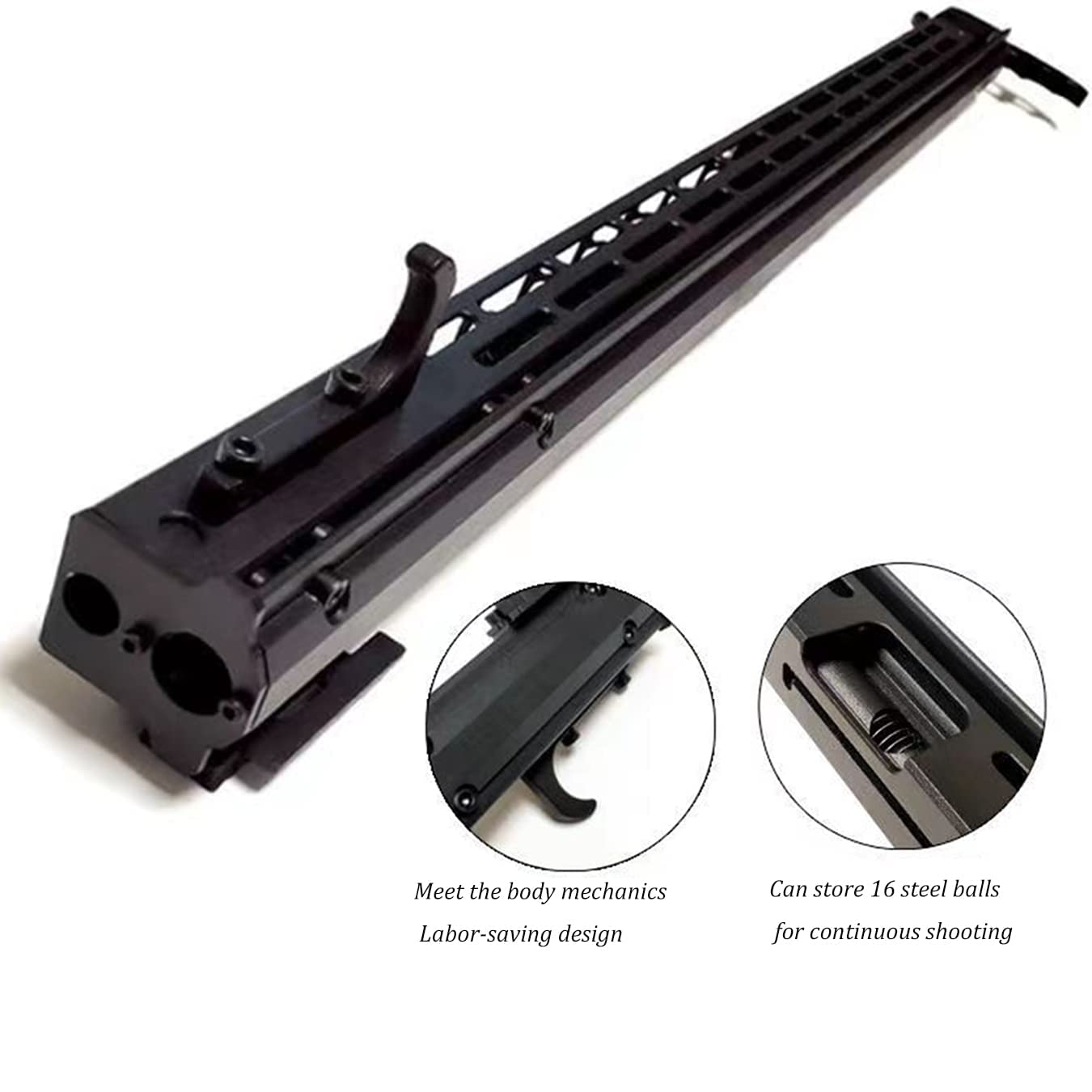 Compound Bow Steel Ball Track Launcher 20-70lbs Composite/Recurve Bow Assistant ,Stores up to 16 15mm Steel Balls,Single/Double Launch