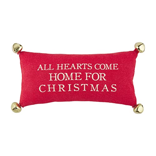 Mud Pie Christmas Merry Mini Bell Pillow, 12"x 6", Hearts 122 Count