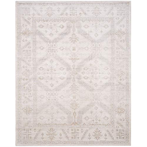 SAFAVIEH Maharaja Collection Accent Rug - 4' x 6', Beige & Blue, Hand-Knotted Traditional Viscose, Ideal for High Traffic Areas in Entryway, Living Room, Bedroom (MHJ442A)