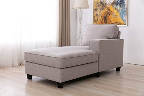 Legend Vansen Linen-Like Fabric Flexible Combination Loose Back Cushions Wooden Legs Modular Seating Component Ottoman Sectional, 124", Light Grey