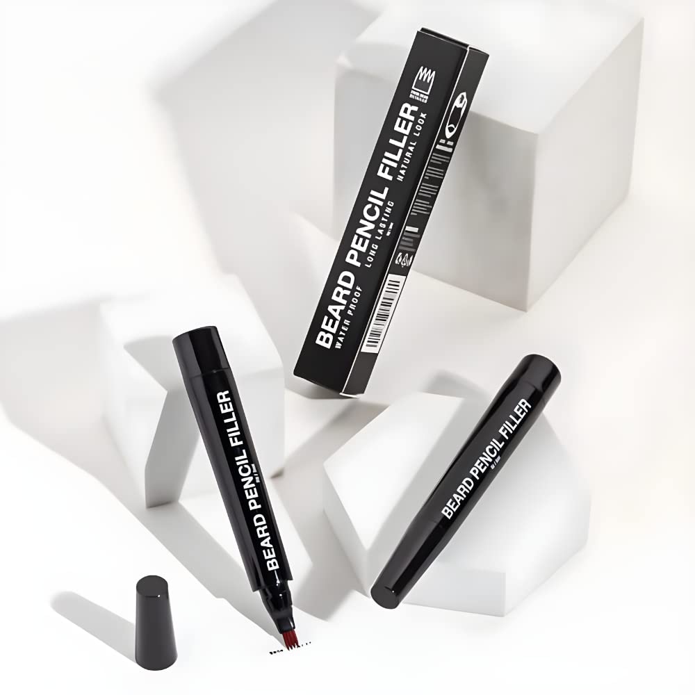 ecomlab Kit filler for beard, waterproof, long lasting coverage and natural finish for beard, mustache and eyebrows, micro tip for soft application. (Black)