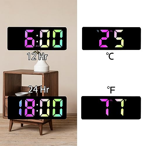 BuPnyou 6.5-inch Digital Clock, Small Alarm Clock for Bedrooms, Lightweight Digital Calendar, Temperature ℃/℉, Desktop Alarm Clock 12H/24H, Snooze Function, Adjustable Brightness, Corded Powered