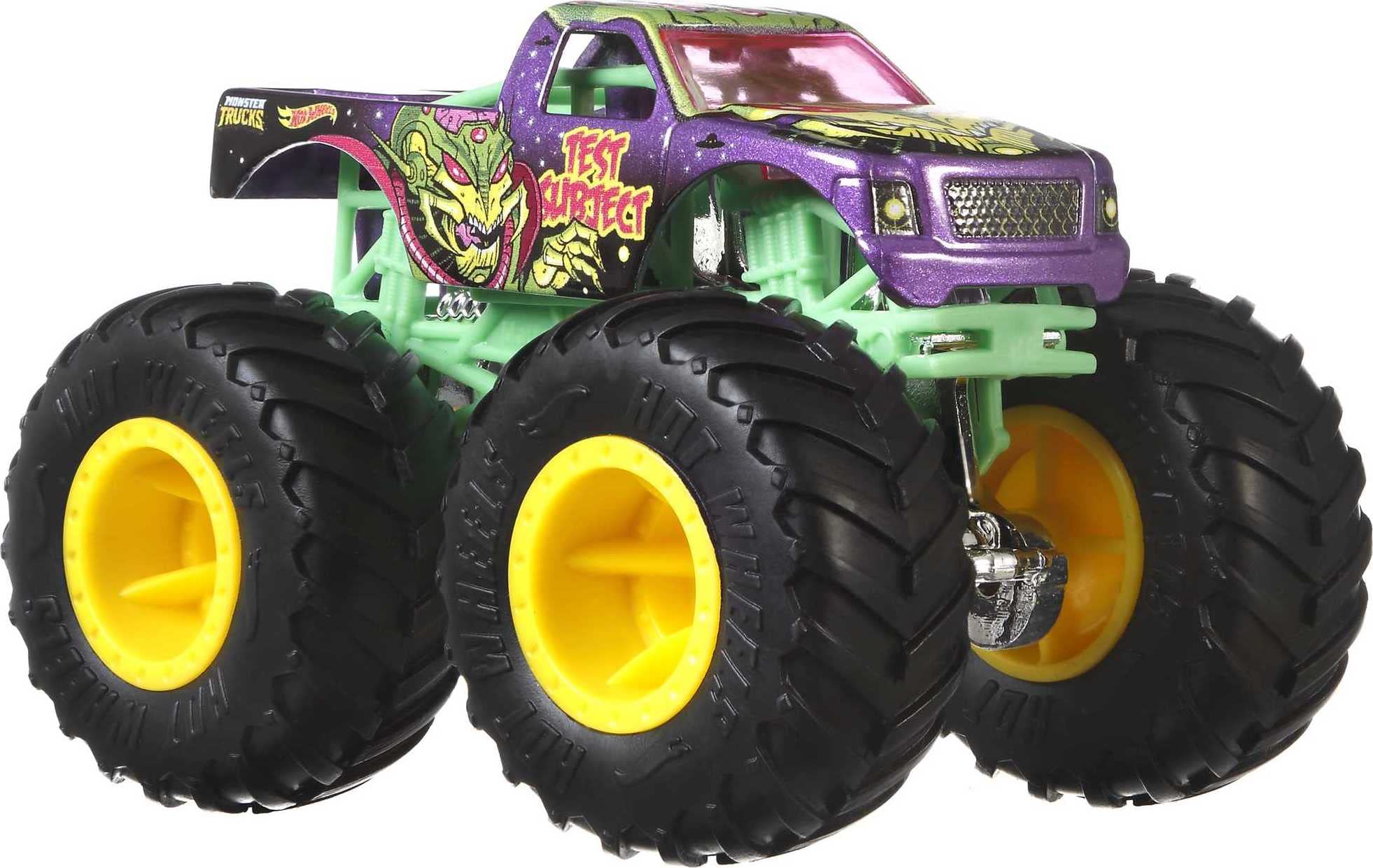 Hot Wheels Monster Trucks 4-Pack, 1:64 Scale Set of 4 Toy Vehicles with Giant Wheels for Kids & Collectors (Styles May Vary)