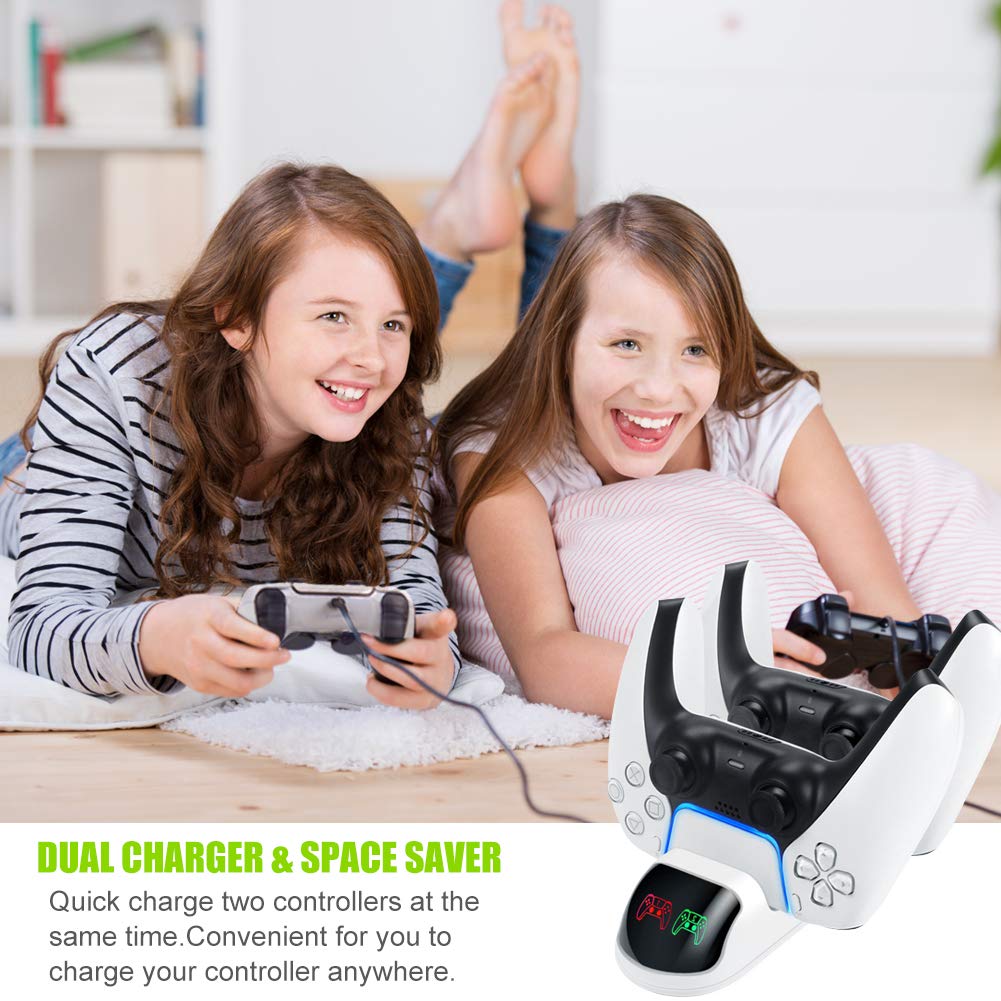 PS5 Controller Charger, findway PS 5 DualSense Controller Charging Station, Dual USB Type-C Fast Charging Dock with LED Indicator, Compatible for Playstation 5 / PS5/ Controller