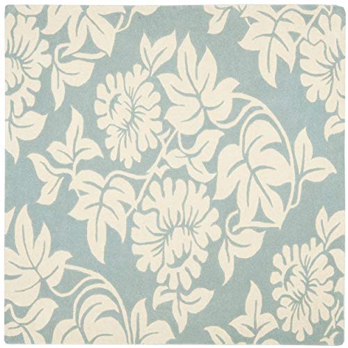 SAFAVIEH Soho Collection 6' Square Blue/Ivory SOH770A Handmade Premium Wool & Viscose Area Rug