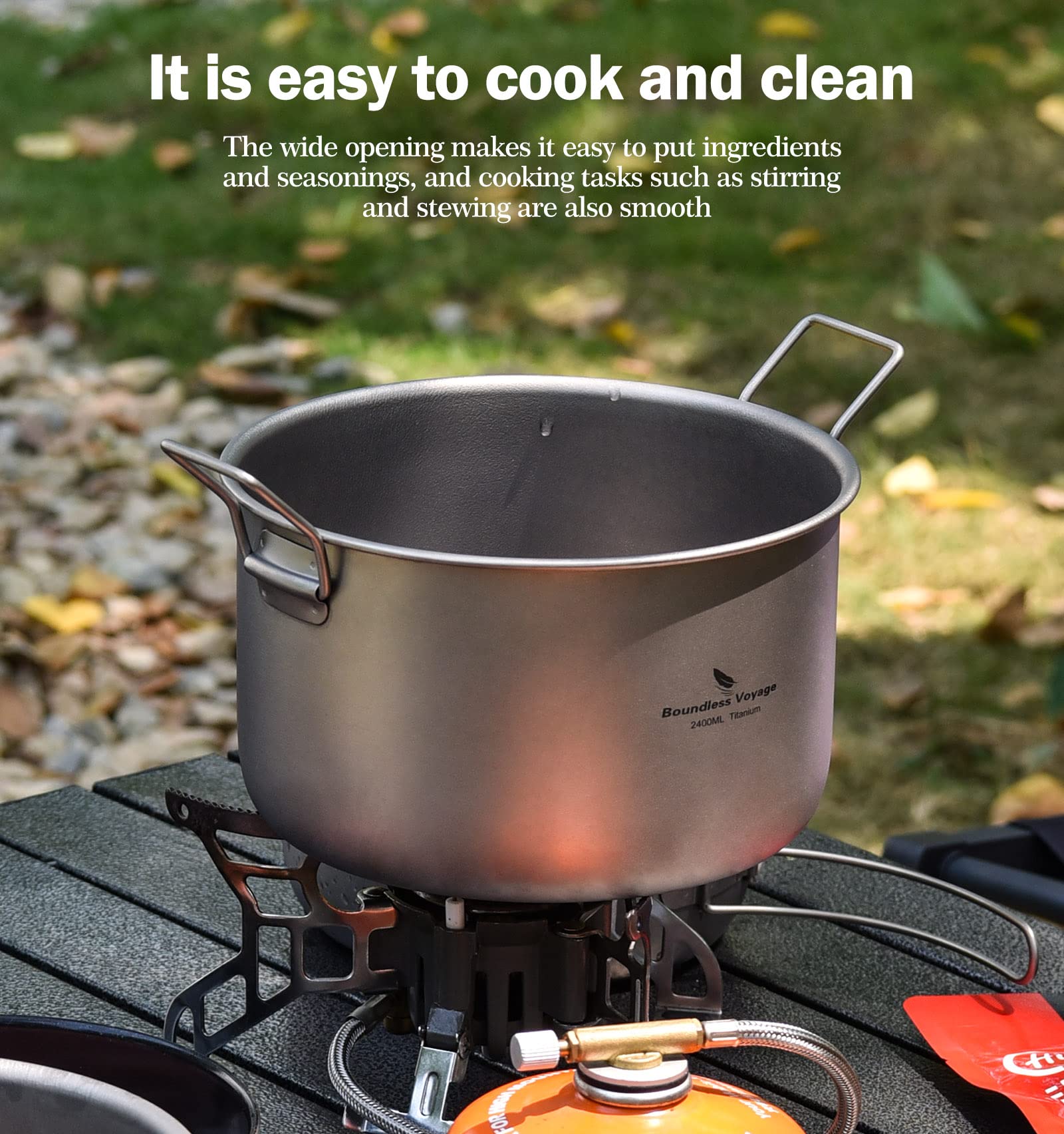 Boundless Voyage Titanium Pot Portable Camping Cookware Lightweight Cooking Pot Set for Outdoor Cooking Traveling Backpacking Hiking Trekking Picnic (3 Pcs Set)