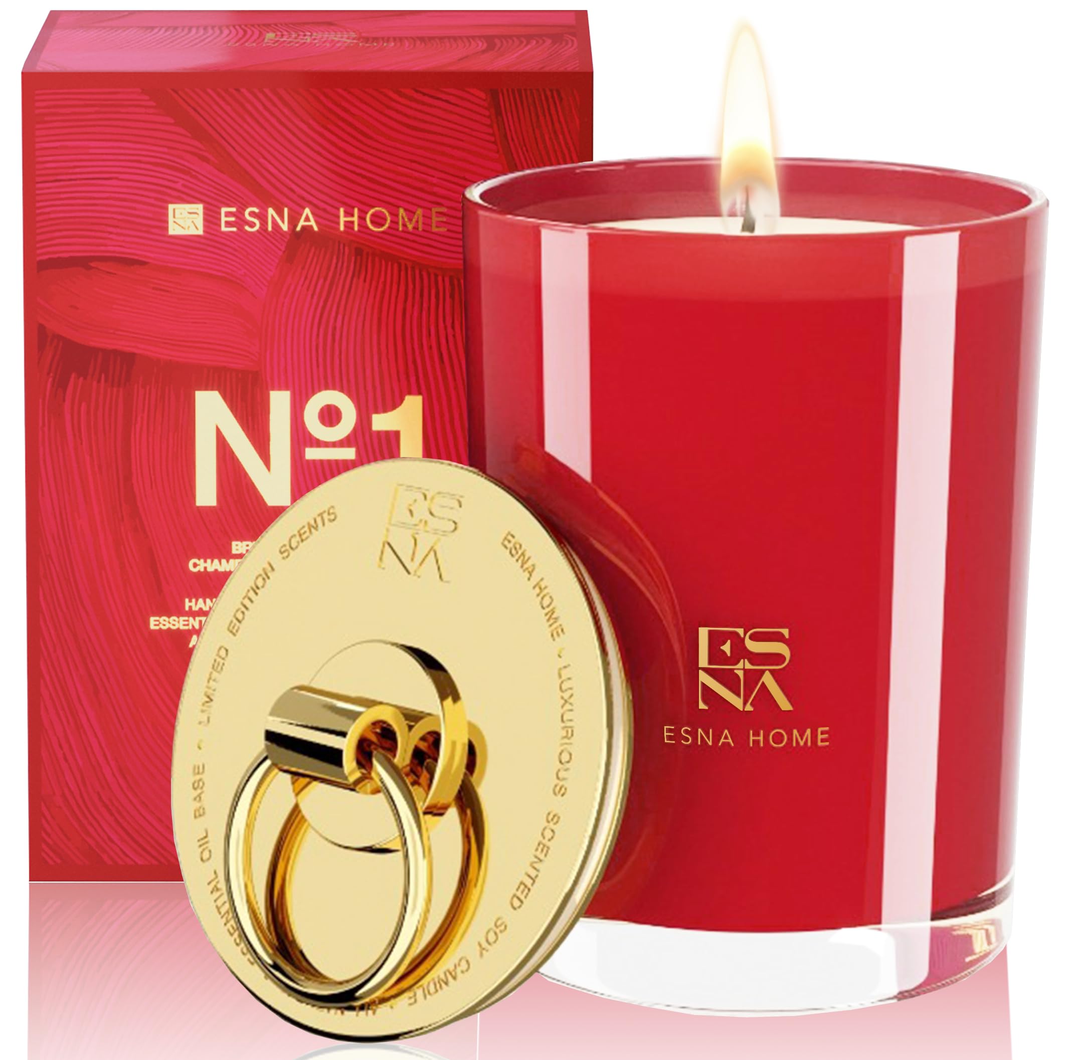 ESNA HOME Aromatherapy Scented Candles | Lavender Essential Oil | 50 Hours Burn Soy White Candles | Celebrate Mom Self Care Present for Mom | Unique Present Room Decor Candle for Home Scented