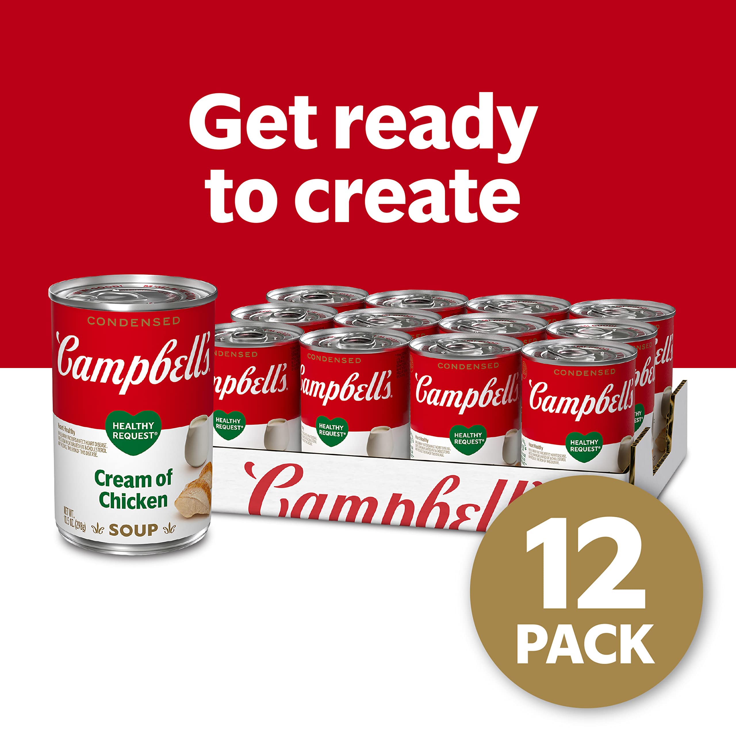 Campbell's Condensed Heart Healthy Cream of Chicken Soup, 10.5 oz Can (12 Pack)