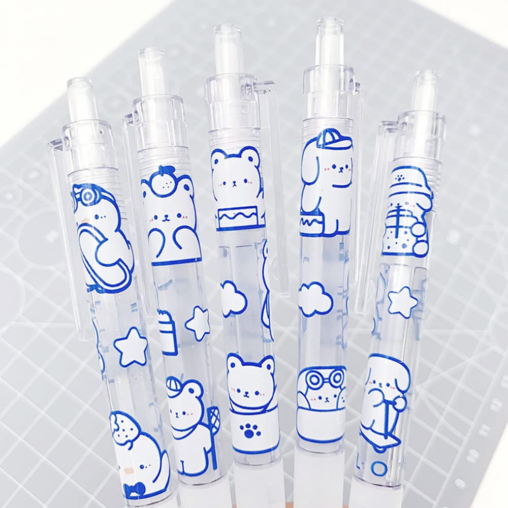 Firbirch 5PCS Craft Cutting Knife Pen Cute Cartoon Bear Paper Pen Cutter Creative Retractable Cutting Tool Student Utility Knife for DIY Art Paper Scrapbook