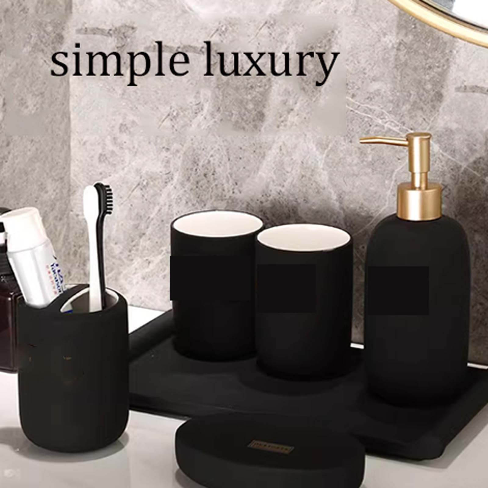 Ceramic Soap Dispenser Light Luxury Hand Sanitizer Nordic Wash Set Equipped with Tray for Neat Storage and Matte Texture